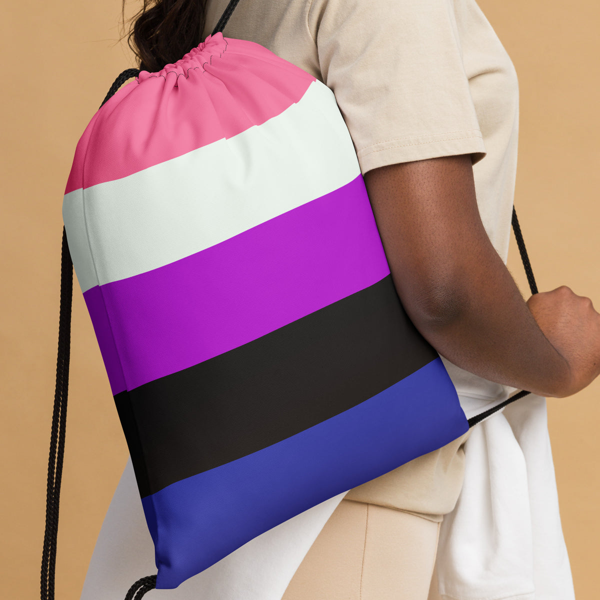 Gender Fluid Pride Flag Drawstring Bag