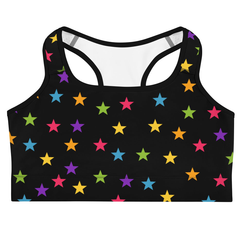 Rainbow Stars Black Sports Bra – The Rainbow Stores