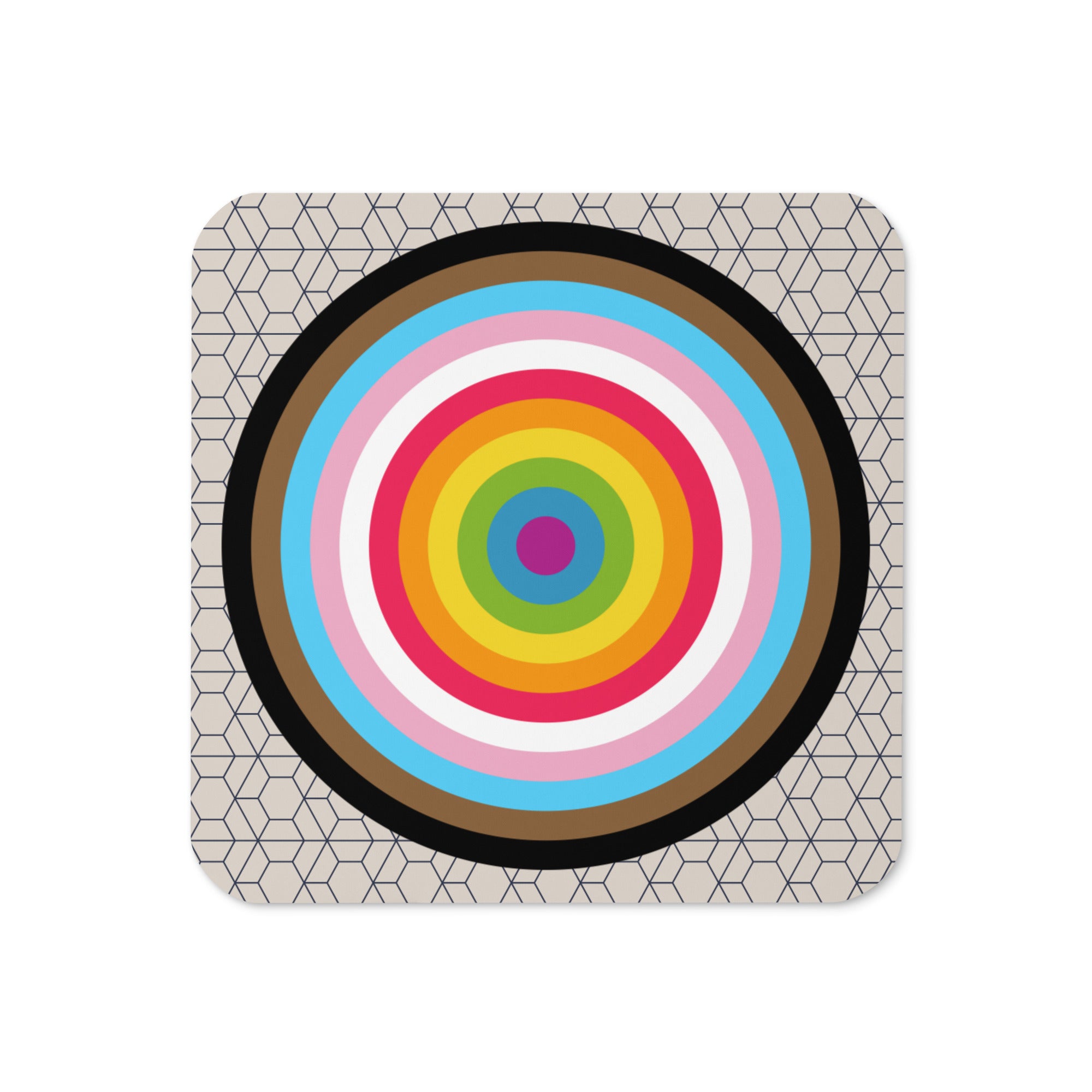 Progressive Pride Flag Colours Roundel on Hexagons Coaster – The ...